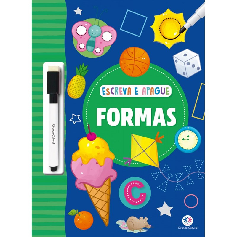 Livro Escreva e Apague Formas | Ciranda Cultural | Tudo em Um Livro Escreva e Apague Formas | Ciranda Cultural | Tudo em Um