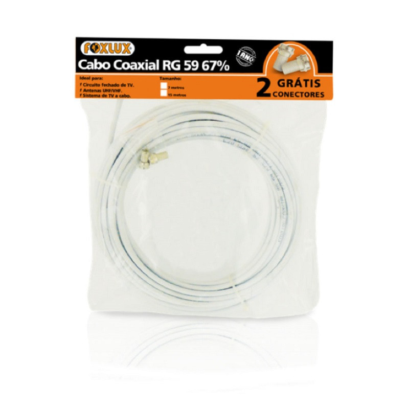 Cabo Coaxial Foxlux - RG 59 7 metros - Loja Tudoemum, precisou? A gente ...