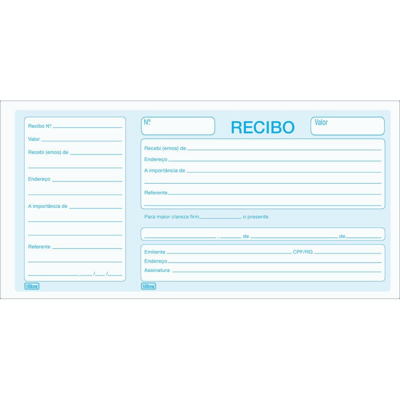 Recibo Comercial com Canhoto 50 Folhas Tilibra
